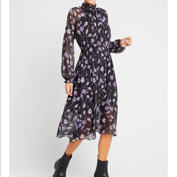 o.p.t | Dresses | Nwt Opt On The Run Floral Chiffon Midi Dress Large ...